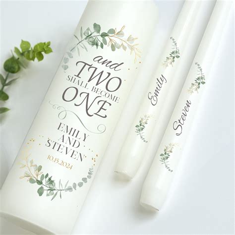 Unity Candles For Wedding Custom Unity Set With Personalized Pillar And Taper Candles With