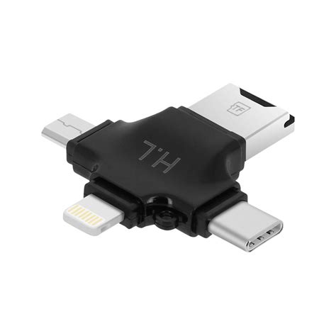 Czytnik Kart 4 W 1 Usb C Lightning Micro Usb Usb Micro Sd — Czarny Avizar Sklep Empik Com