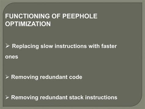 peephole optimization pptx programming languages computing