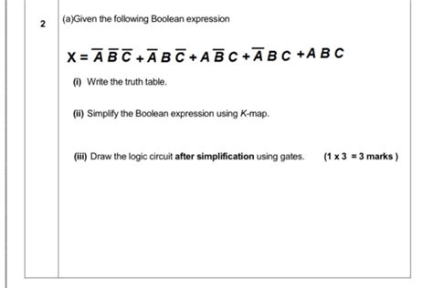 solved a given the following boolean expression n x a b c a b