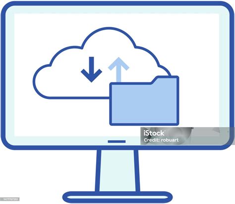 컴퓨터 화면의 가상 저장소 아이콘입니다 개인 데이터 저장 서비스 파일 업로드 프로그램 0명에 대한 스톡 벡터 아트 및 기타 이미지 0명 개념 개발 Istock