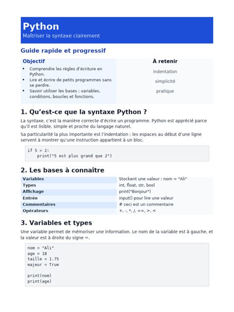 Python Syntaxe Debutant Modern Pdf Python Langage De Programmation