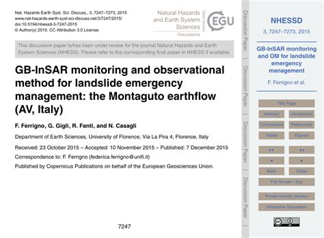 Pdf Gb Insar Monitoring And Observational Method For Landslide