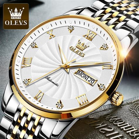 Olevs Mens Watch Automatic Male Luxury Brand Famous Waterproof Grey