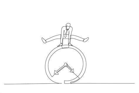 cartoon of businessman employee worker jump over time passing clock