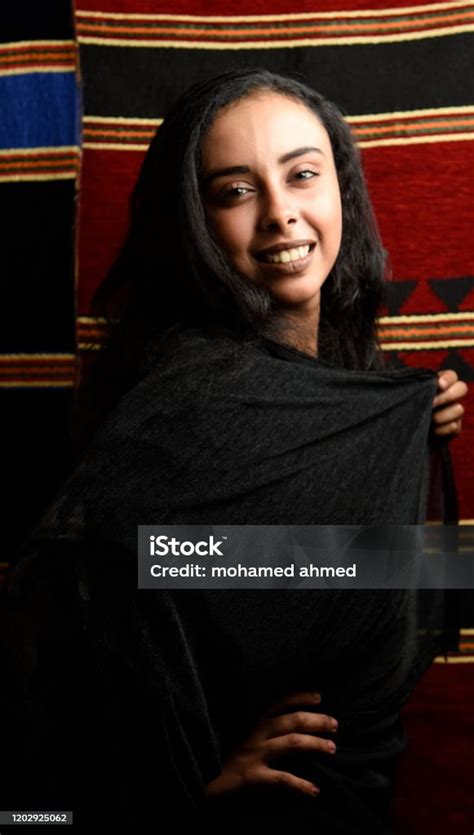 Young Beautiful Middle Eastern Girl Wearing Arabic Traditional Abbaya