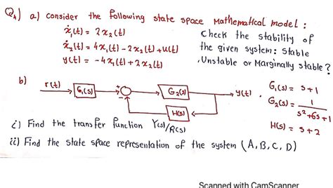 Solved ∂4 A Consider The Following State Space