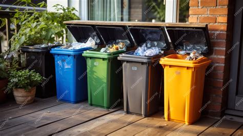 Premium Ai Image Waste Separation Bins Outdoors