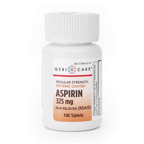 Aspirin 325mg Enteric Coated 100 Tablets Geri Care Pharmaceuticals