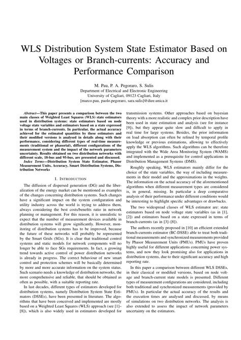 Pdf Wls Distribution System State Estimator Based On Voltages Or Branch Currents Accuracy And
