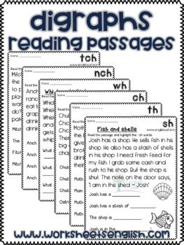 Digraph Ch Sh Th Wh Reading Passages By EnglishSafari TPT