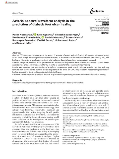 Pdf Arterial Spectral Waveform Analysis In The Prediction Of Diabetic