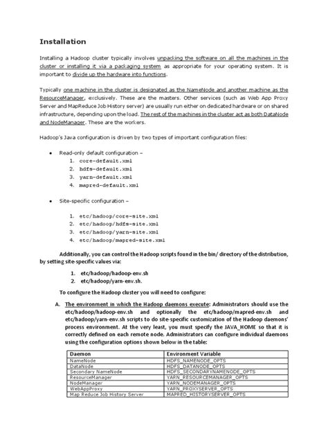 Hadoop Installation Cluster Pdf Apache Hadoop Map Reduce