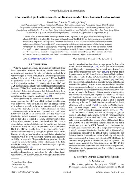 Pdf Discrete Unified Gas Kinetic Scheme For All Knudsen Number Flows Low Speed Isothermal Case