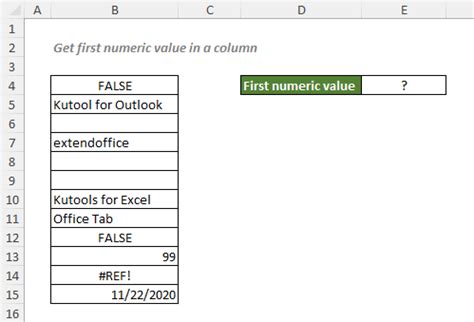 Get First Numeric Value In A Column Or Row