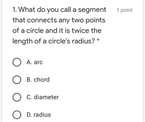 solved 1 what do you call a segment 1 point that connects any two