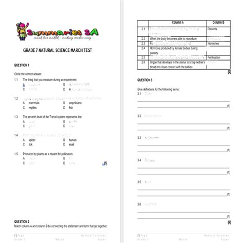 Grade 7 Natural Sciences Ns March Paper And Memo 2024 • Teacha
