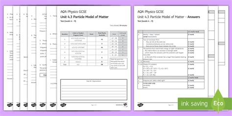 AQA Style Physics Separate Science Specimen Paper Unit Particle Model Of