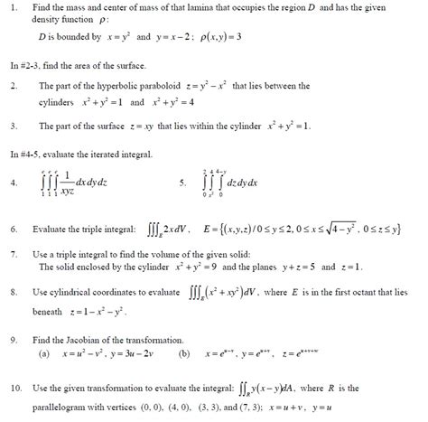 solved 1 find the mass and center of mass of that lamina