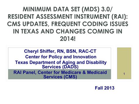 ATX MDS RAI CMS Updates Frequent Coding Issues In Texas And Changes Coming In