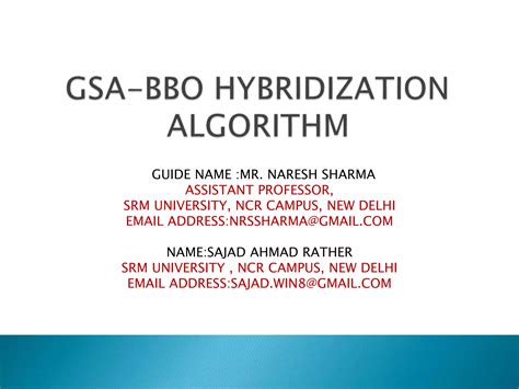 Gsa Bbo Hybridization Algorithm Ppt Free Download