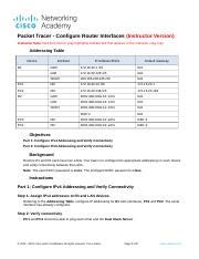 Packet Tracer Configure Router Interfaces ILM Docx Packet Tracer Configure Router