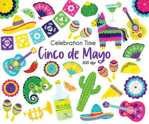 Cinco De Mayo Clipart Bundle Mexico Clip Art Pinata Cactus Tequila
