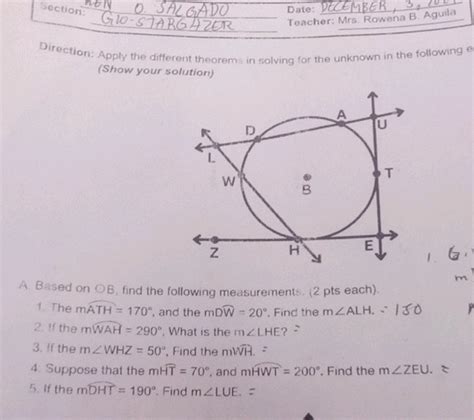 direction apply the different theorems in solving for the unknown in