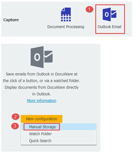 How To Configure Outlook Email For Manual Storage DocuWare Support Portal