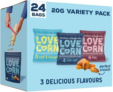 Love Corn Variety Pack 8x Sea Salt 8x Bbq 8x Salt And Vinegar 20g