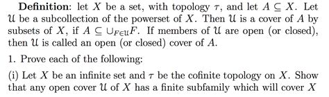 Solved Definition Let X Be A Set With Topology T And Let Chegg Com