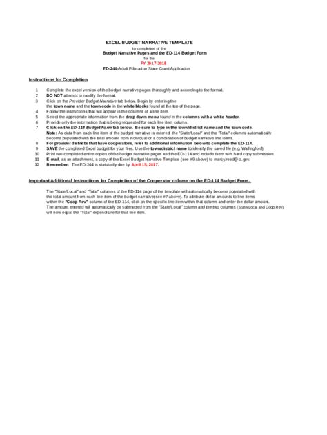 Budget Narrative Template Word