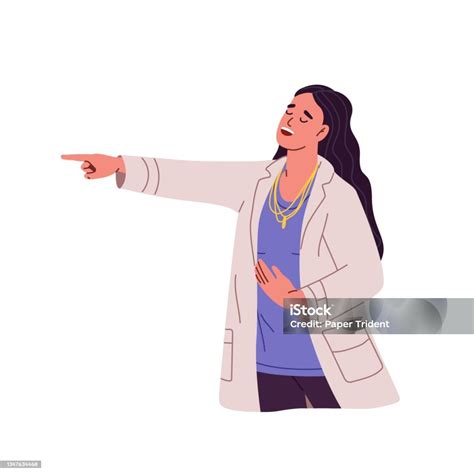 웃고 조롱하는 사람은 검지 손가락으로 Smb를 가리킵니다 여자 웃음 부정적인 나쁜 무례한 큰 소리로 웃음 흰색 배경에 고립 된 조롱의 컬러 플랫 벡터 그림 가리키기에 대한