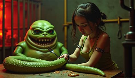 A Girl In A Latex Bdsm Suit With Puffed Open Breasts In Handcuffs Eats