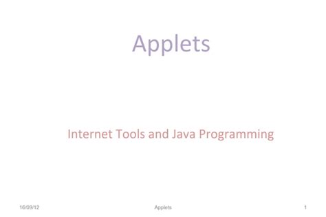 Appletsbasic Introduction Ppt