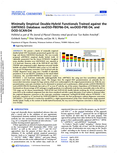 Pdf Minimally Empirical Double Hybrid Functionals Trained Against The Gmtkn55 Database Revdsd