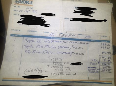 Receipt From My First Home Computer It Was One Of 17 In The Entire State At The Time