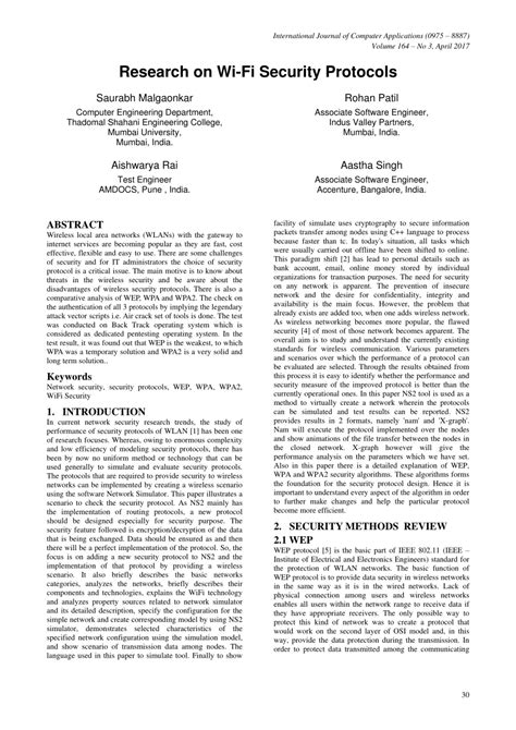 Pdf Research On Wi Fi Security Protocols