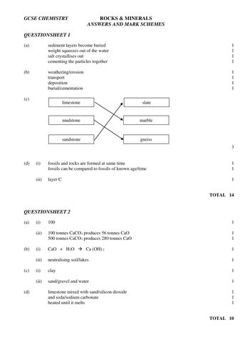 Gcse Rocks Question And Answers Teaching Resources