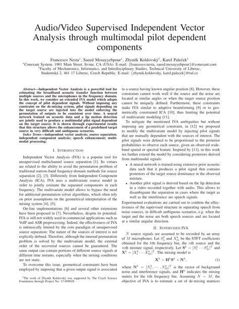 Pdf Audio Video Supervised Independent Vector Analysis Through