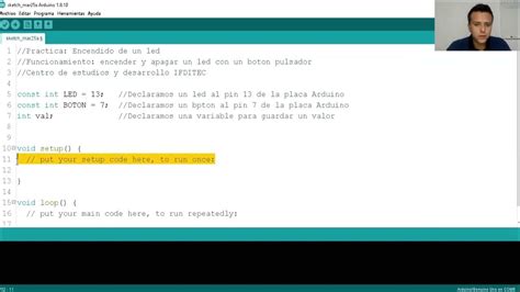 Programación Arduino Como Encender Y Apagar Un Led Con Pulsador Youtube