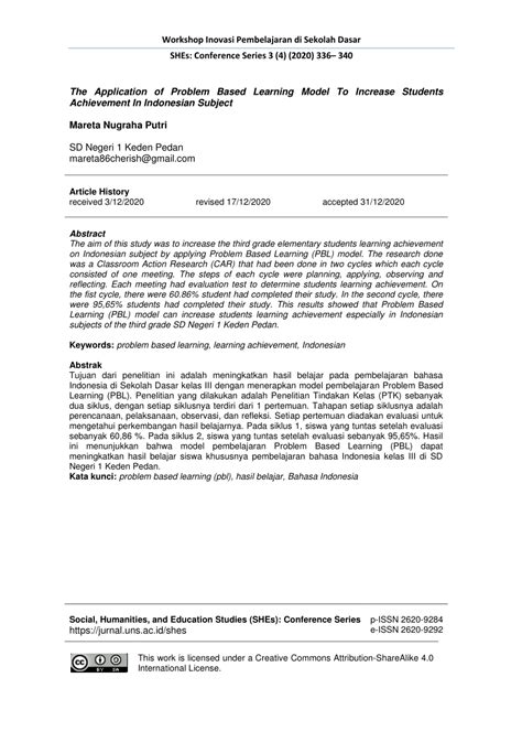 Pdf The Application Of Problem Based Learning Model To Increase