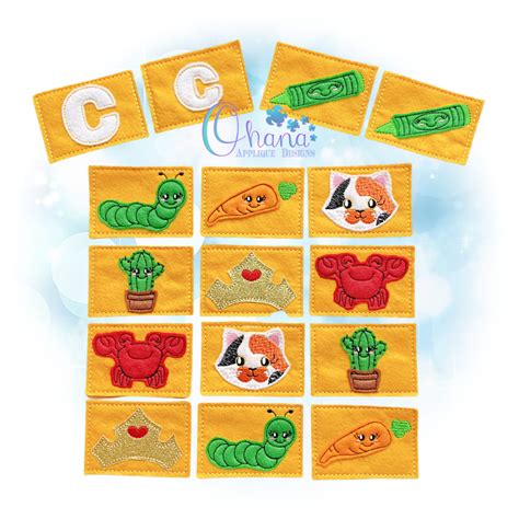 Letter C Matching Card Game Ohana Applique Designs