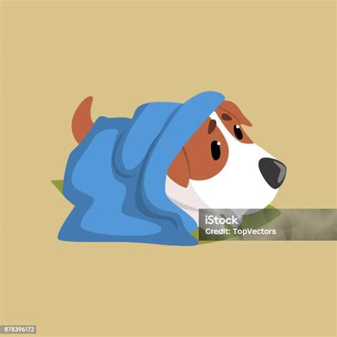 잭 러셀 강아지 캐릭터 블루 격자 무늬 귀여운 재미 테리어 벡터 일러스트 레이 션 아래 바닥에 누워 개에 대한 스톡 벡터 아트 및 기타 이미지 Istock