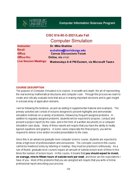 Cisc 614 Simulation Overview Pdf Simulation Computer Simulation