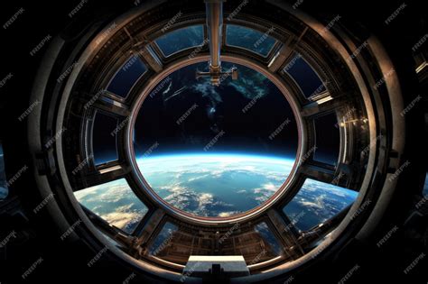 Premium AI Image | Earth view through space stations window