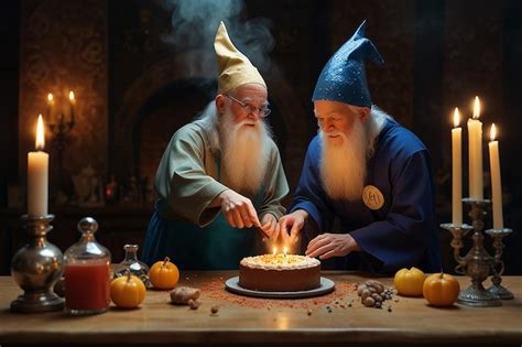Premium Photo Wizardly Cake Conjuring Cartoon Culinary Magic