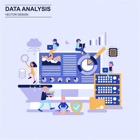 Premium Vector Big Data Analysis Flat Design Concept Blue Style With