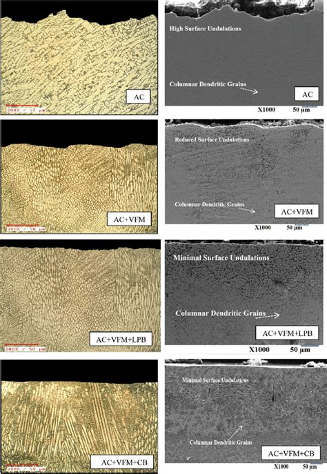 Sem Images And Optical Microstructures Taken On Sample Surface Download Scientific Diagram