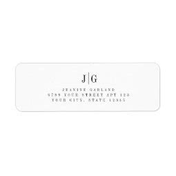 Elegant Simple Monogram Minimalist Return Address Label Zazzle